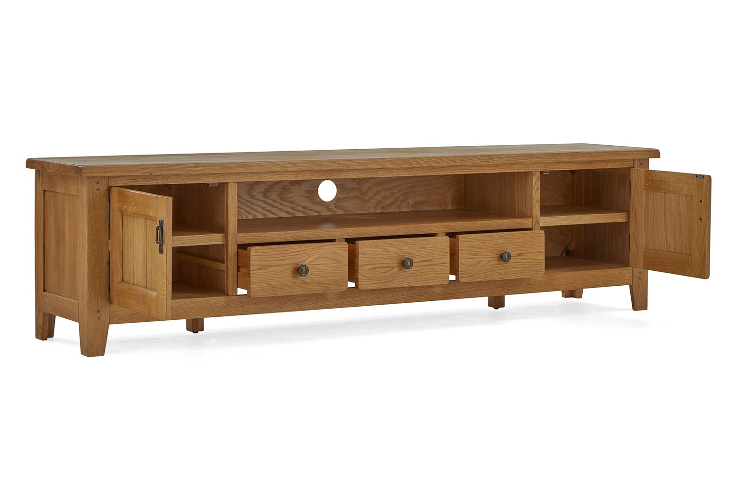 Burford Country Oak 210cm Extra Large TV Unit | Furniture World