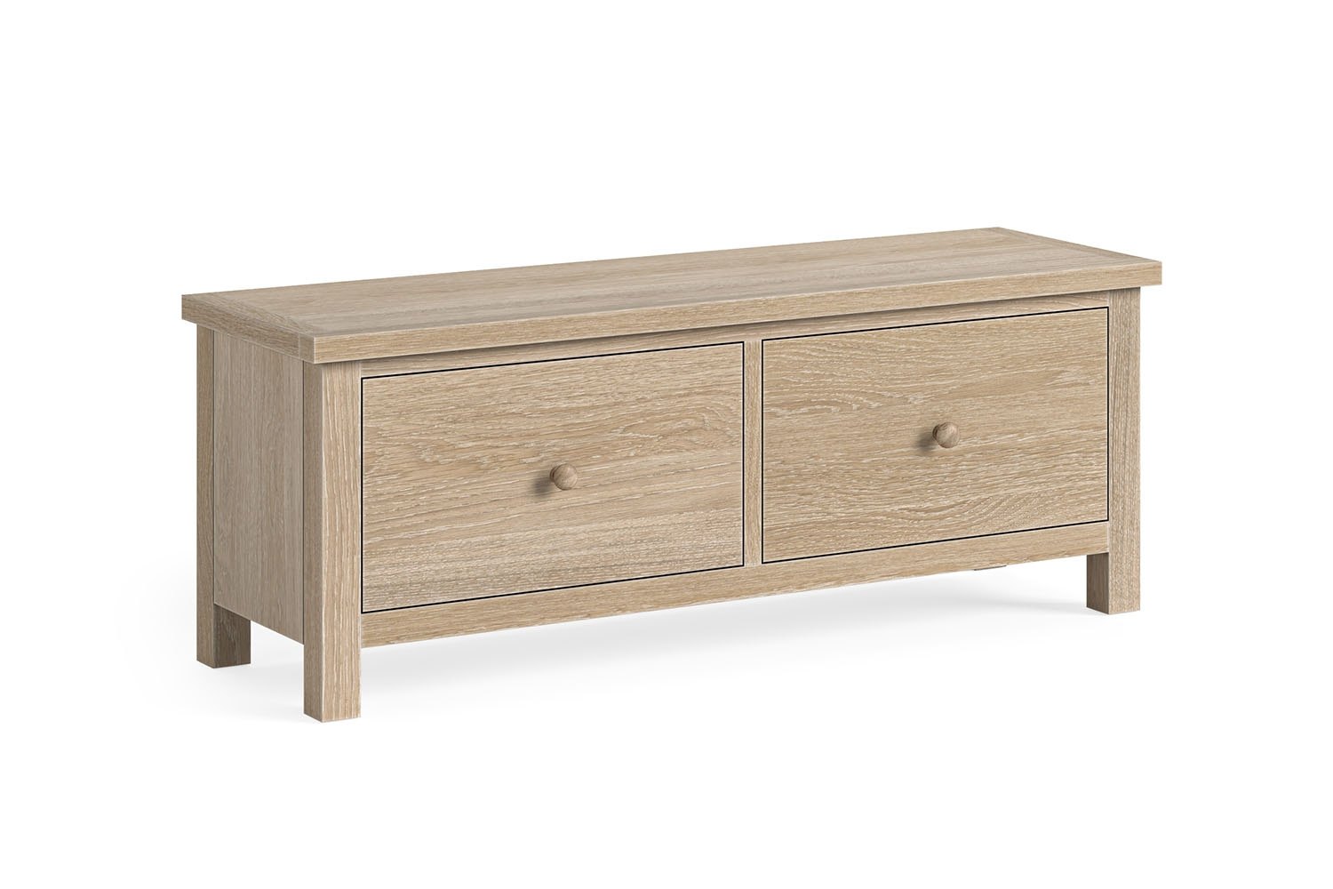 Modern Country Oak Large 2 Drawer Blanket Box Bench | Furniture World