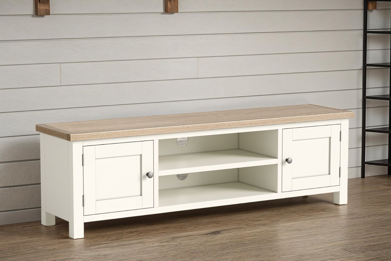 Modern Country Trelan Oak White 160cm Extra Large TV Unit | Furniture World
