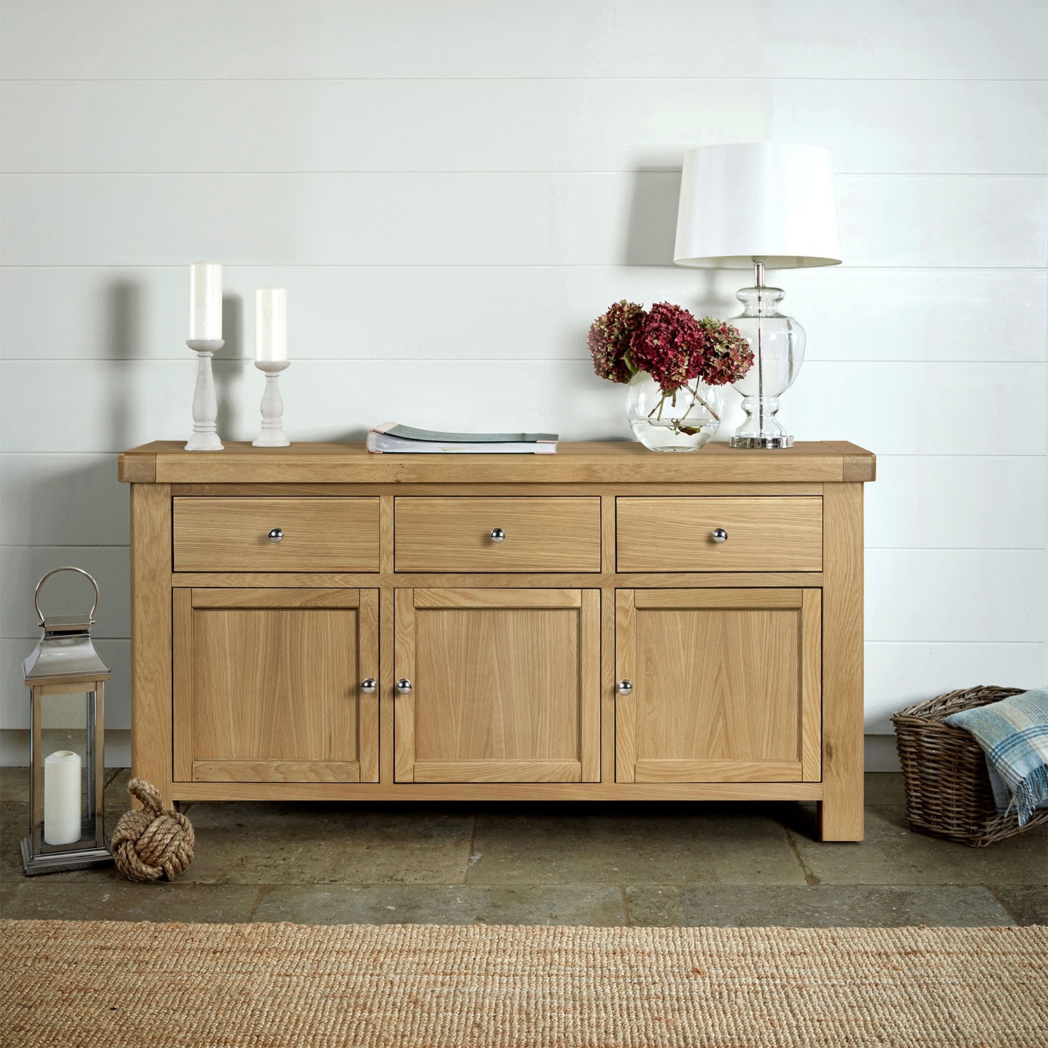 Normandy Portland Chunky Country Oak Large Sideboard | Furniture World