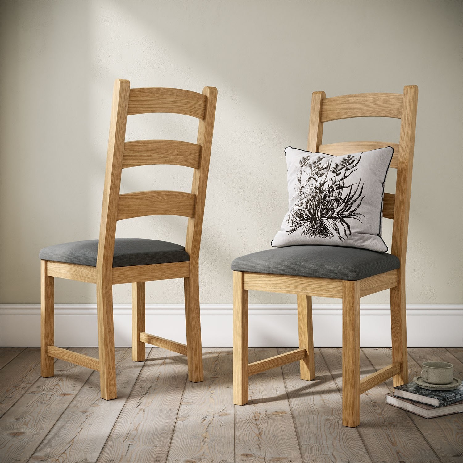 Normandy Portland Chunky Country Oak Ladder Dining Chair | Furniture World
