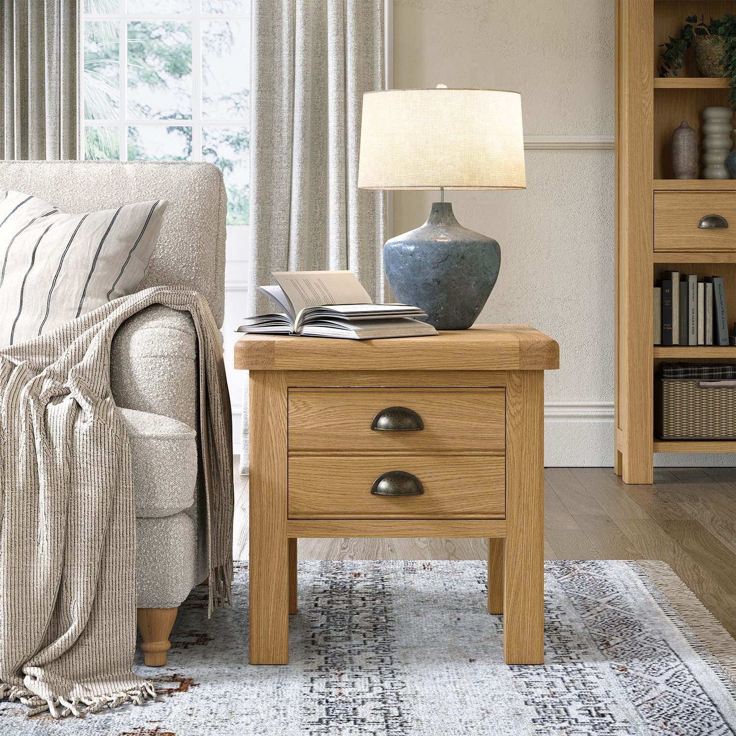 Normandy Portland Chunky Country Oak Lamp Table | Furniture World