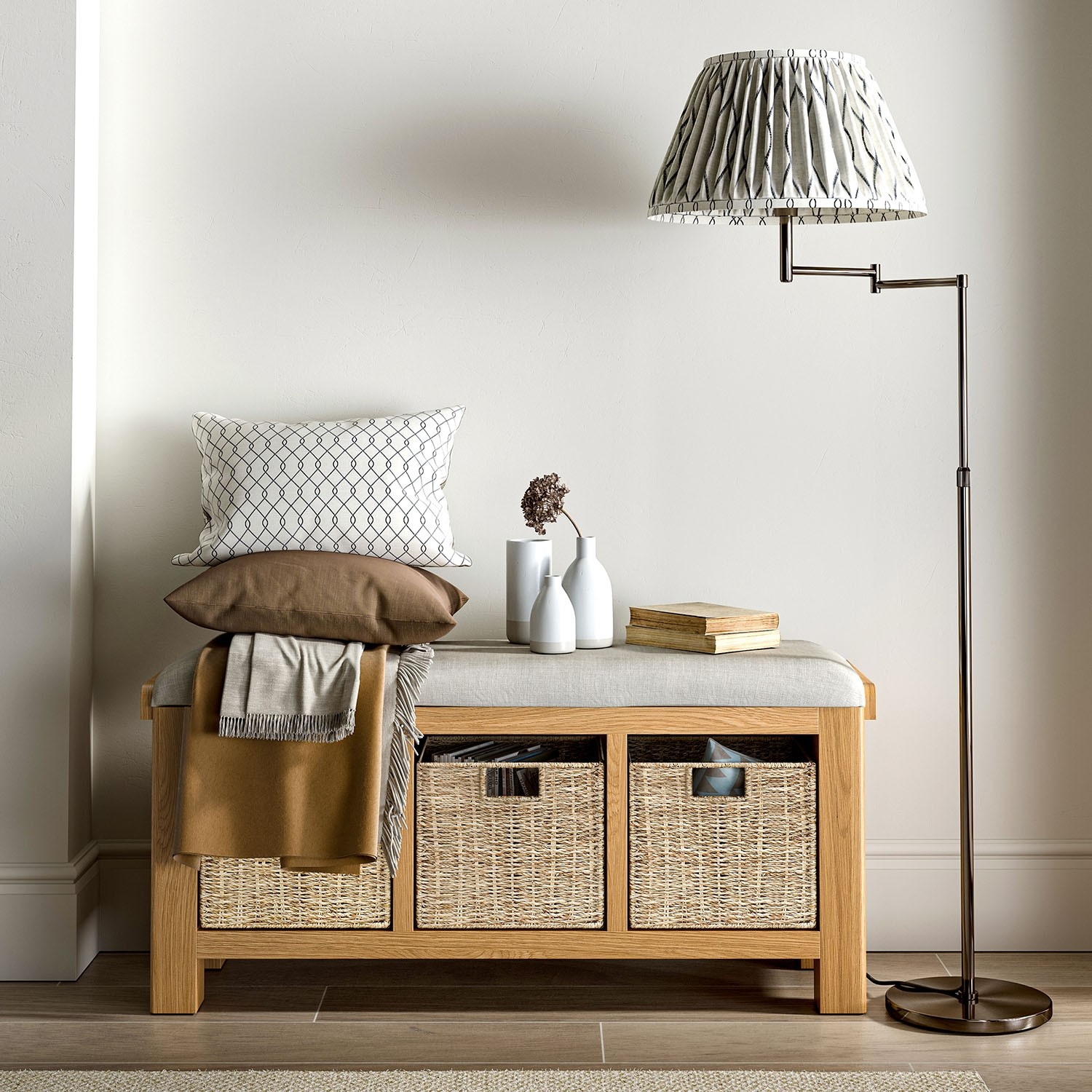 Normandy Portland Chunky Country Oak Storage Bench | Furniture World