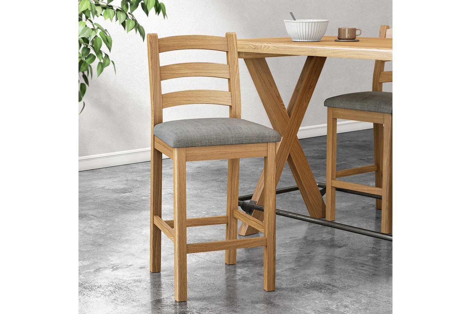 Normandy Penzance Chunky Country Oak Bar Stool | Furniture World