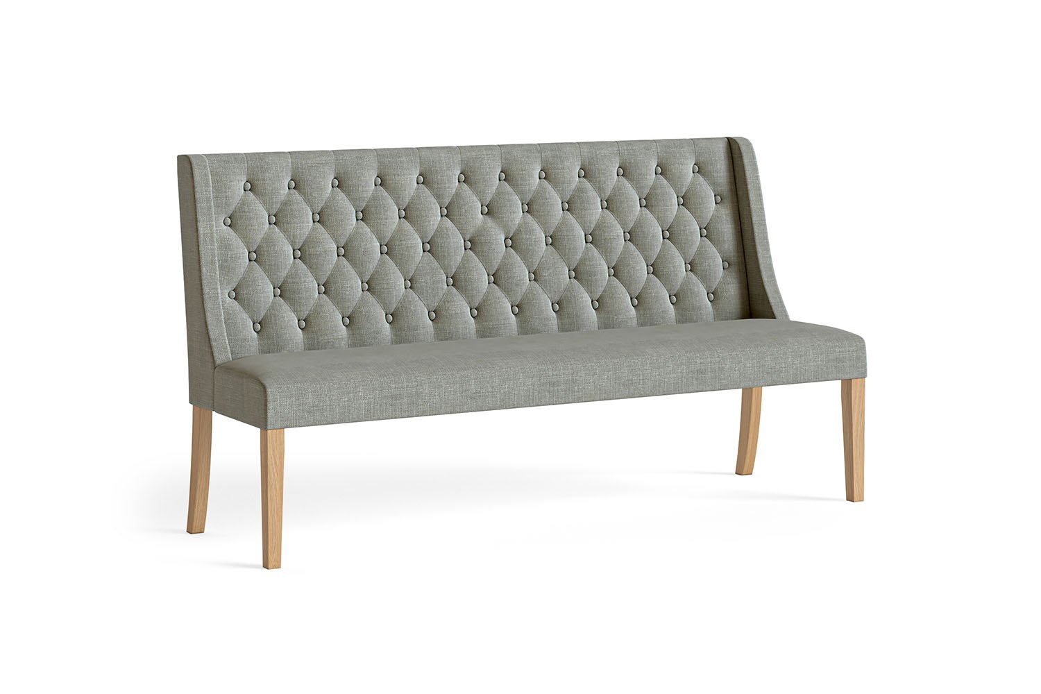 Normandy Chunky Country Oak Button Back Dining Sofa Bench in Grey ...