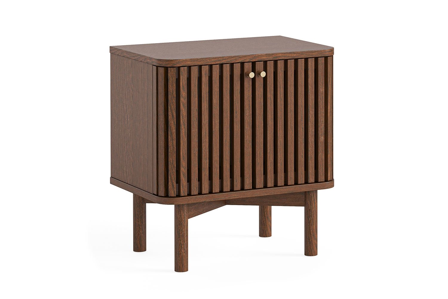 Soho Brown Oak Slatted Bedside Table - Shorwell | Furniture World