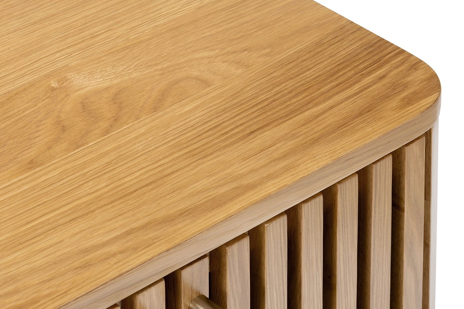 Soho Natural Oak Slatted 3 Drawer Bedside Table - Shorwell | Furniture ...