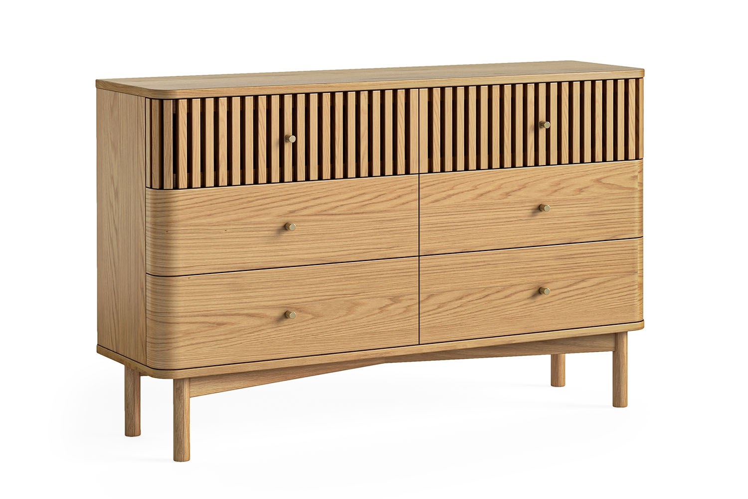 Soho Natural Oak Slatted 6 Drawer Chest of Drawers - Shorwell ...