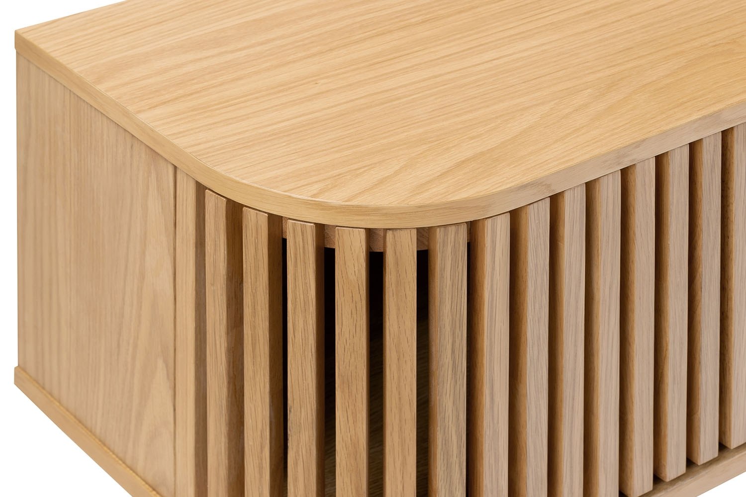Soho Natural Oak Slatted Small TV Unit - Shorwell | Furniture World