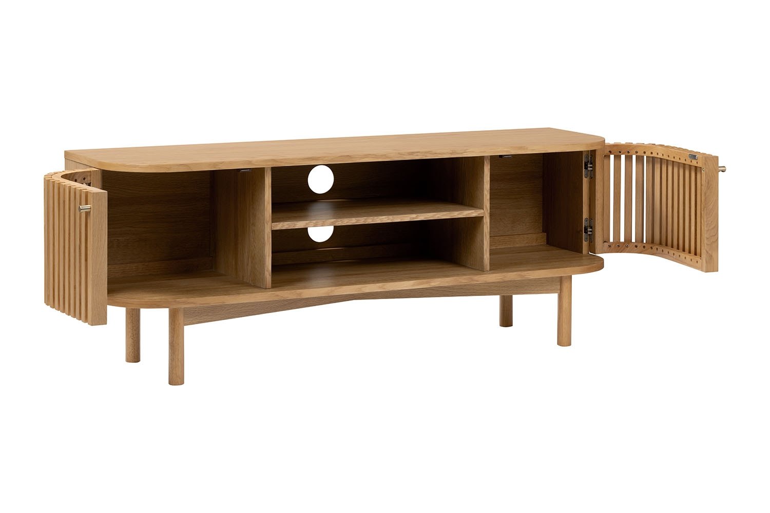 Soho Natural Oak Slatted Small TV Unit - Shorwell | Furniture World
