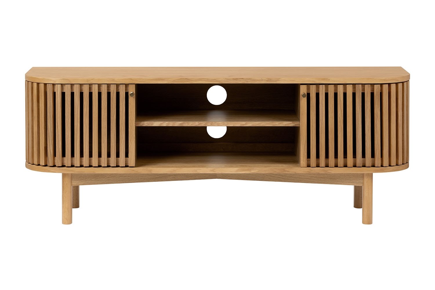 Soho Natural Oak Slatted Small TV Unit - Shorwell | Furniture World