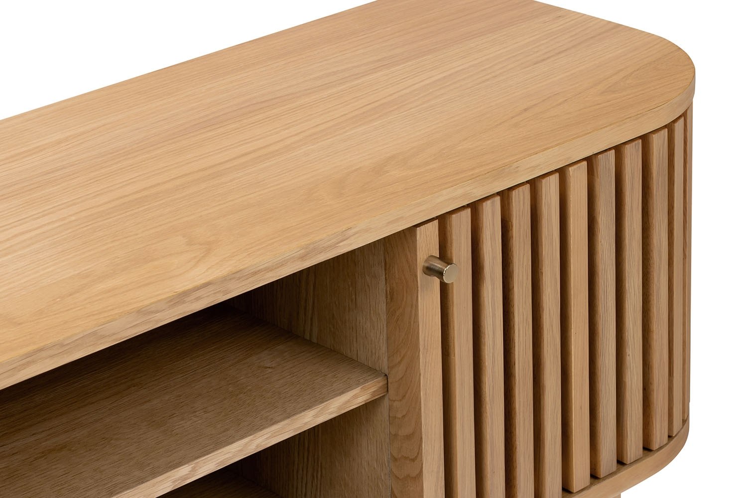 Soho Natural Oak Slatted Small TV Unit - Shorwell | Furniture World