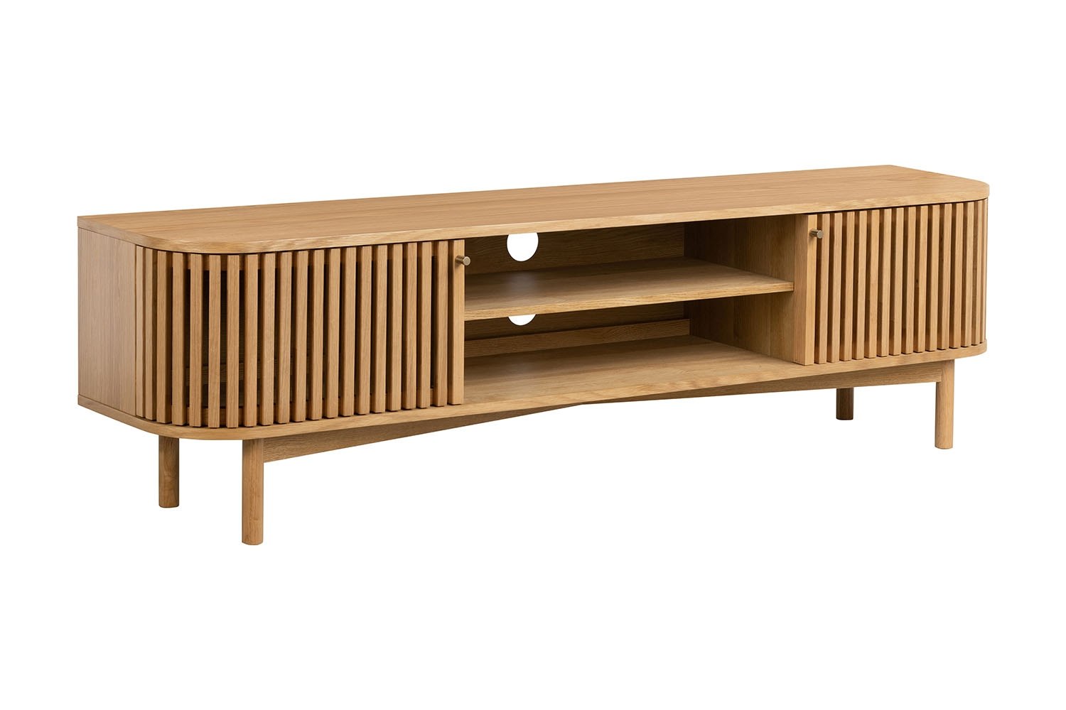 Soho Natural Oak Slatted Large TV Unit - Shorwell | Furniture World