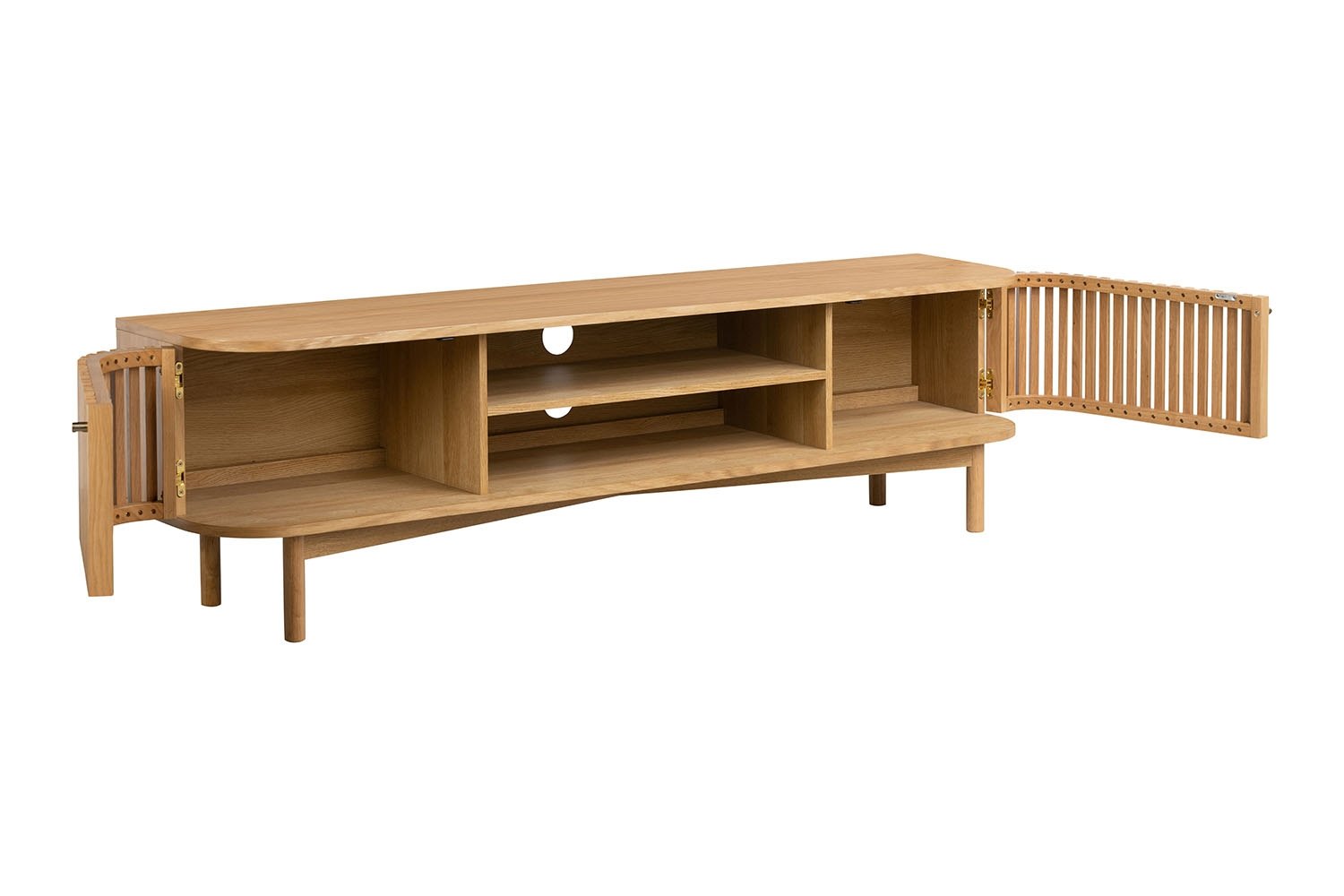 Soho Natural Oak Slatted Large TV Unit - Shorwell | Furniture World