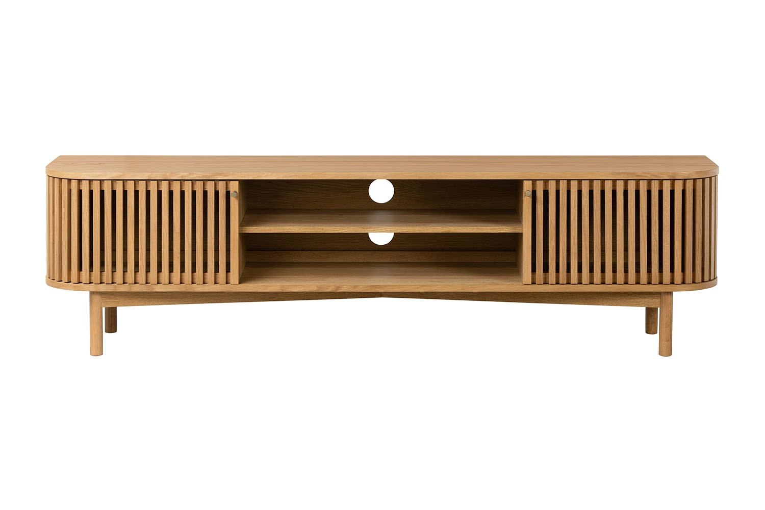 Soho Natural Oak Slatted Large TV Unit - Shorwell | Furniture World