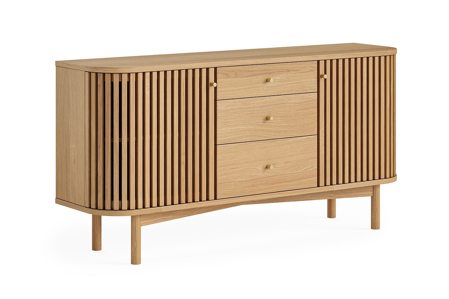 Soho Natural Oak Slatted Sideboard with Drawers - Shorwell | Furniture ...