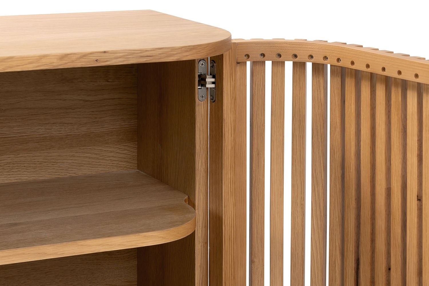Soho Natural Oak Slatted 137cm Ladder TV Unit - Shorwell | Furniture World