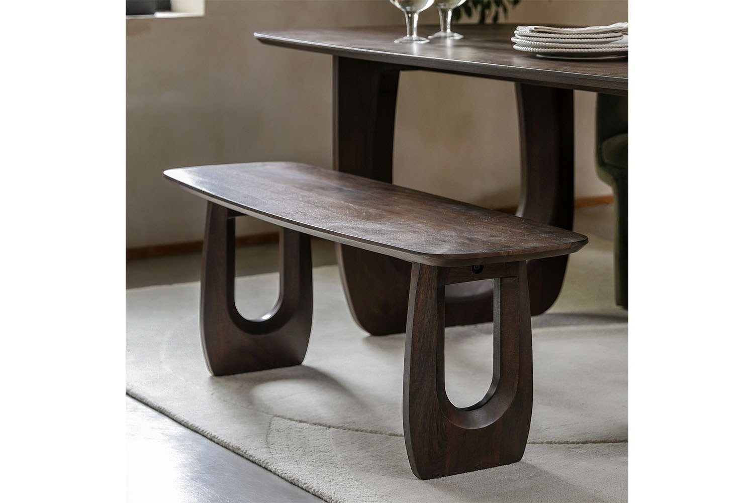 Gallery Direct Arc Walnut Mango Wood 120cm Dining Bench | Furniture World