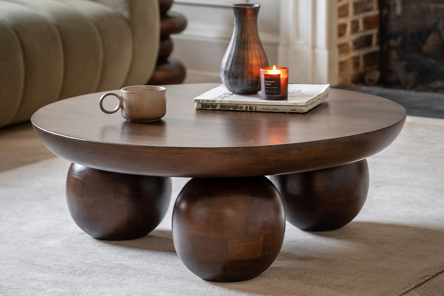 Gallery Direct Sculpt Mango Wood Round Coffee Table | Furniture World