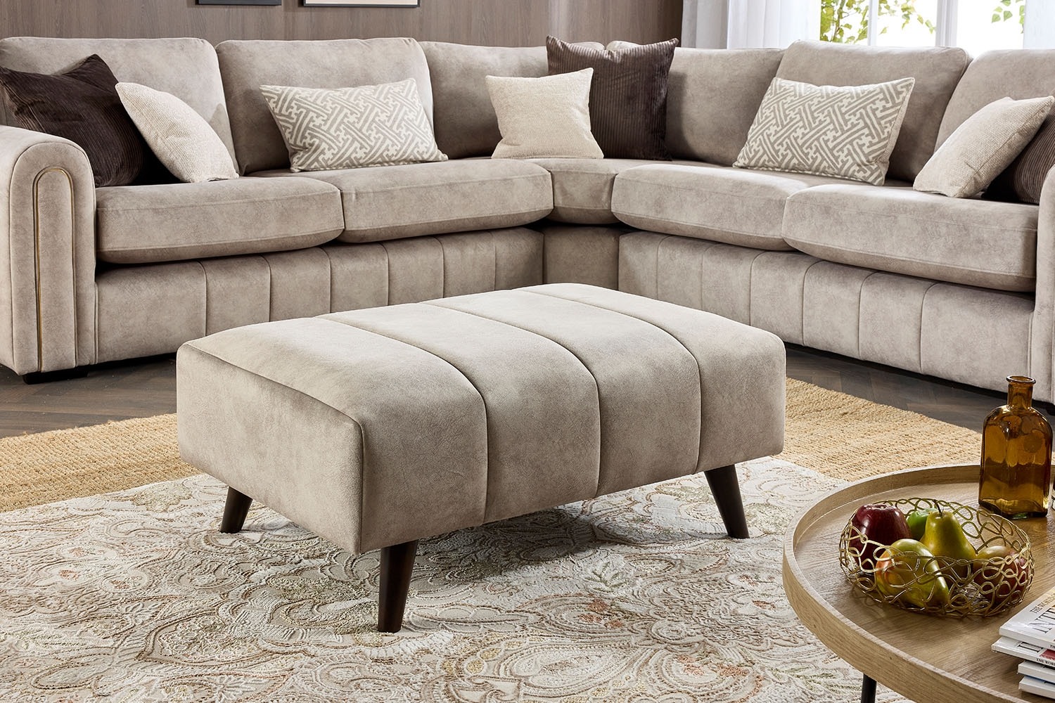 Glamour Plush Footstool | Furniture World