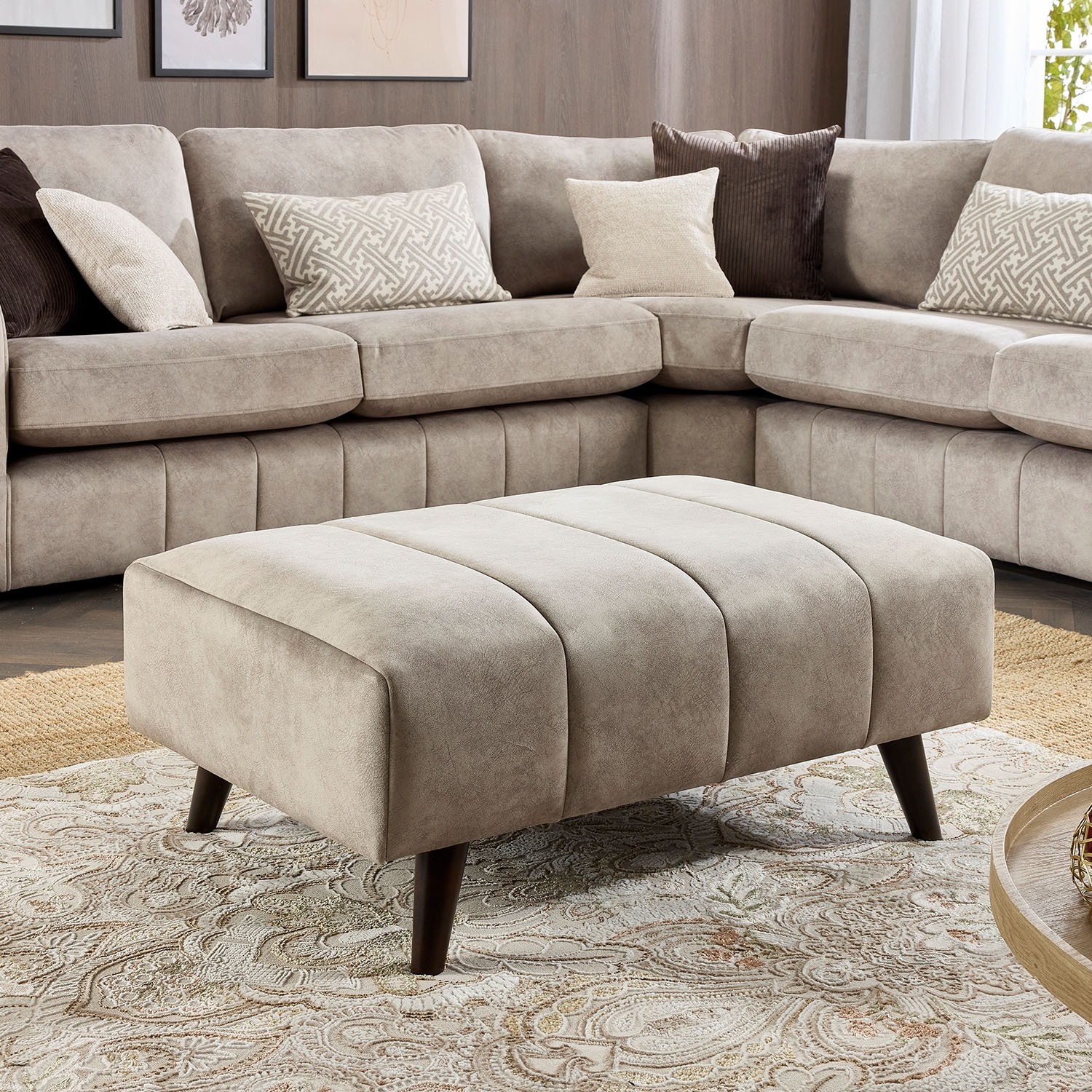 Glamour Plush Footstool | Furniture World