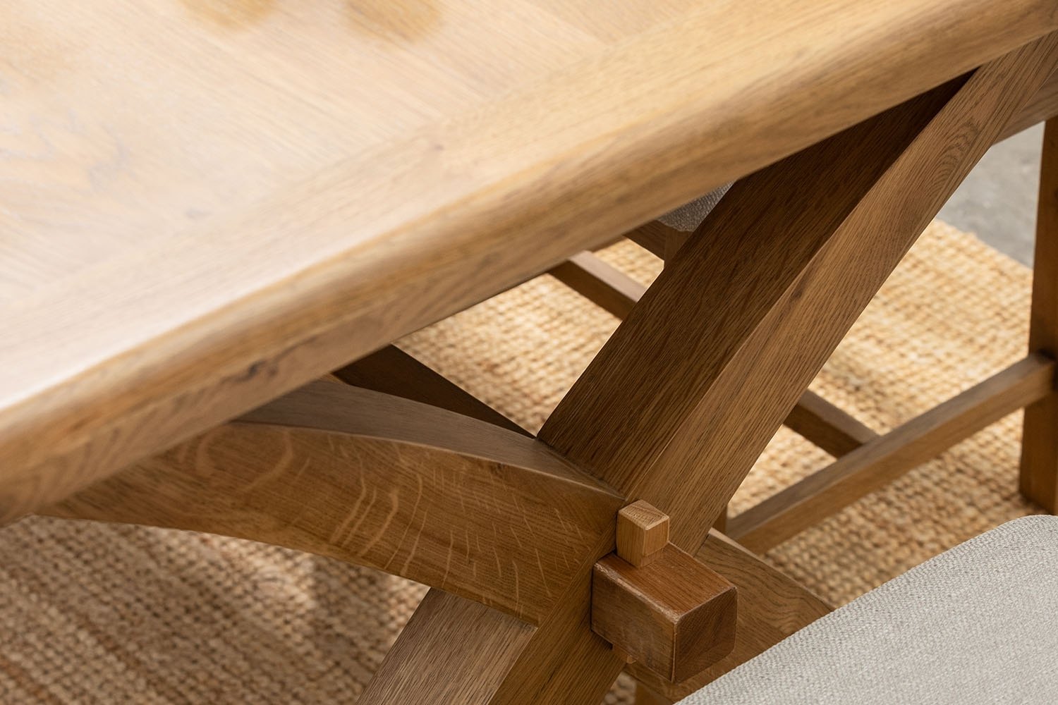 Tewkesbury Smoked Oak Cross-Leg 200-250cm Ext Dining Table Set with x4 Slat Back Chairs ...
