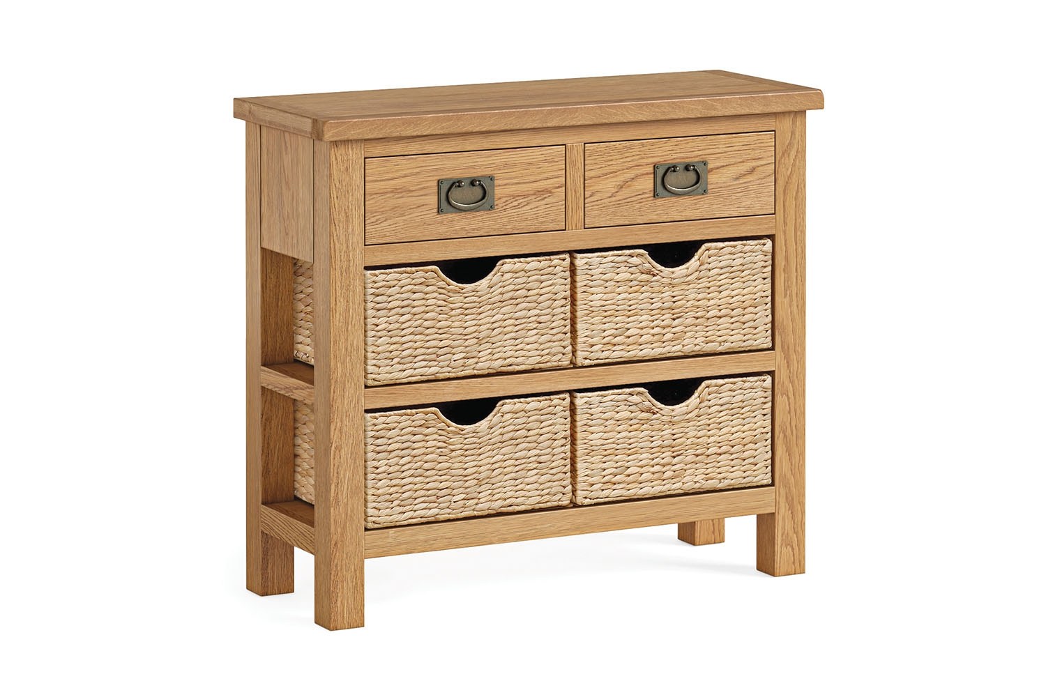 Lanner Salisbury Lite Oak Console Table with Basket | Furniture World