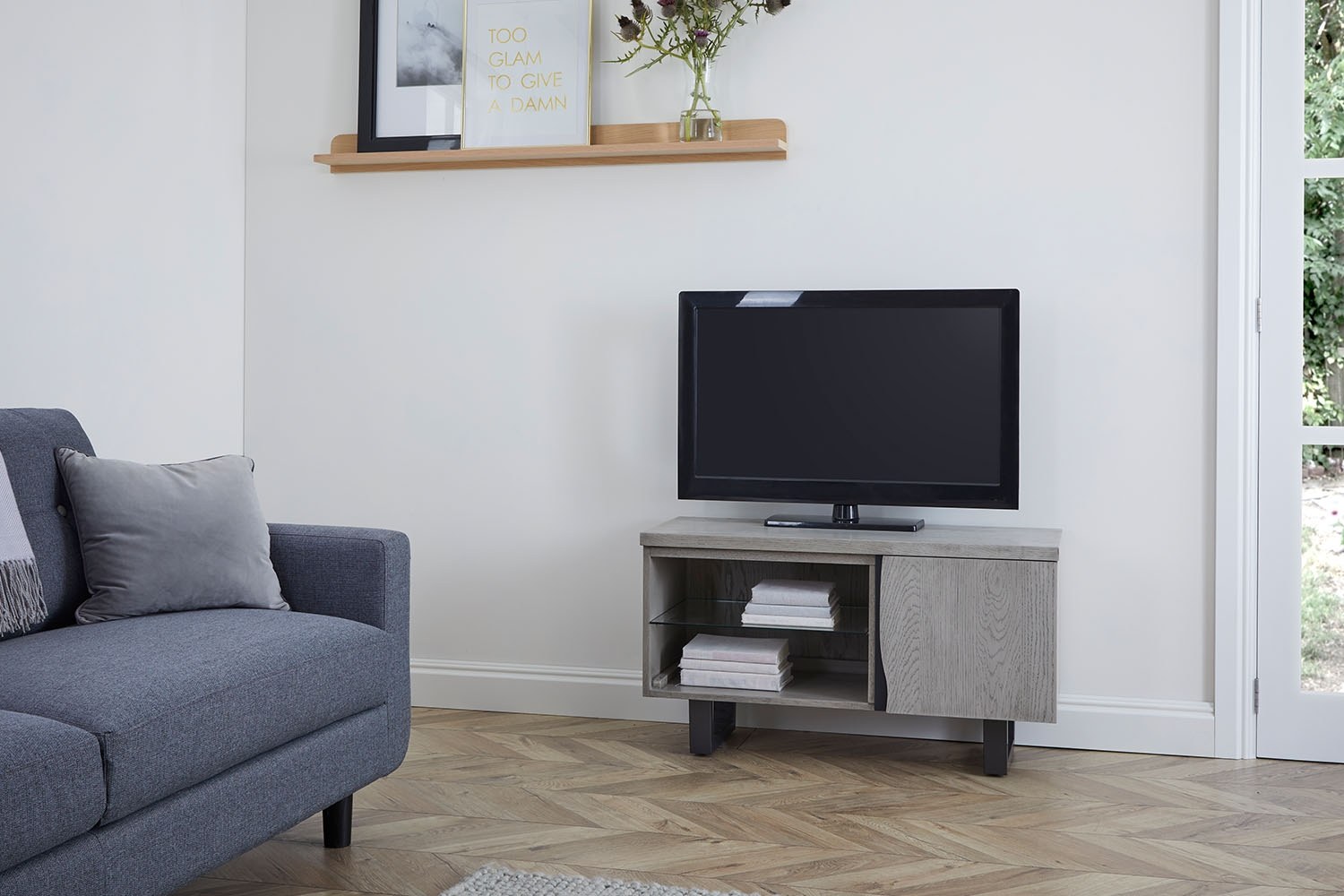 Soho Brooklyn Grey Oak Small 90cm TV Media Unit | Furniture World