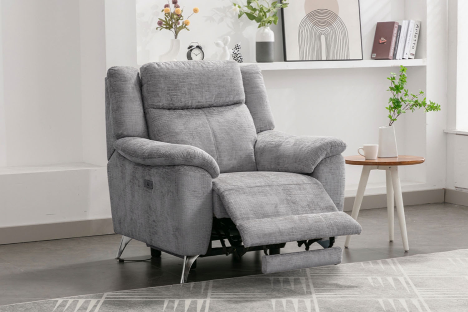Monroe Fabric Recliner Chair in Ash | Furniture World