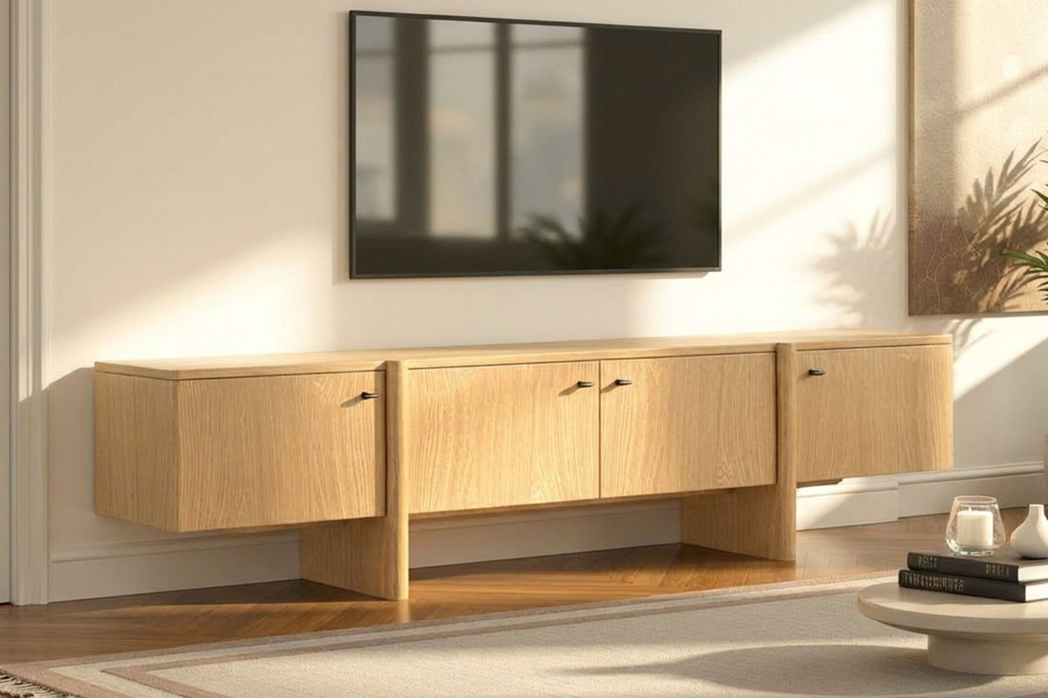 Como Oak 210cm Wide TV Unit | Furniture World