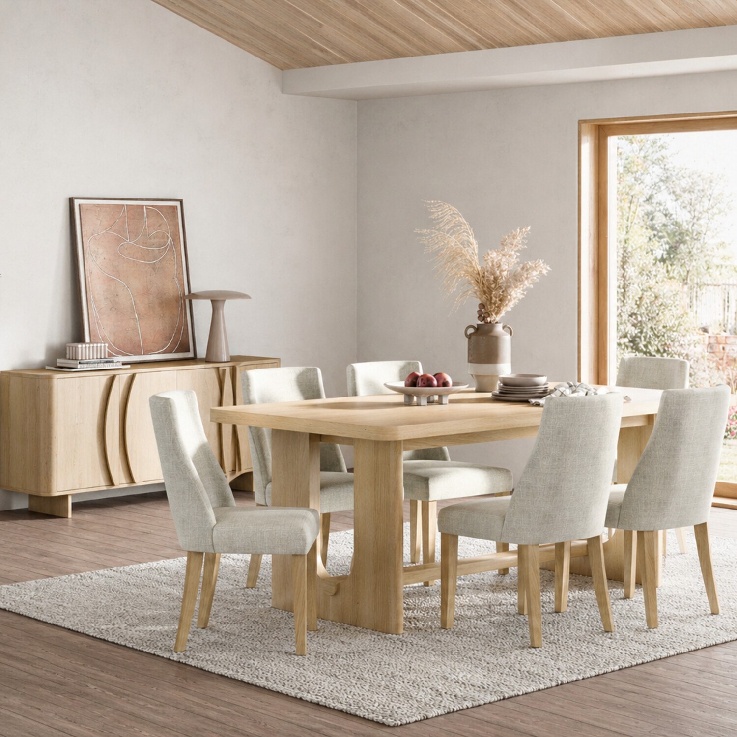 Cara Oak Small 150-190cm Extending Dining Table Set + 6 Luna Dining ...