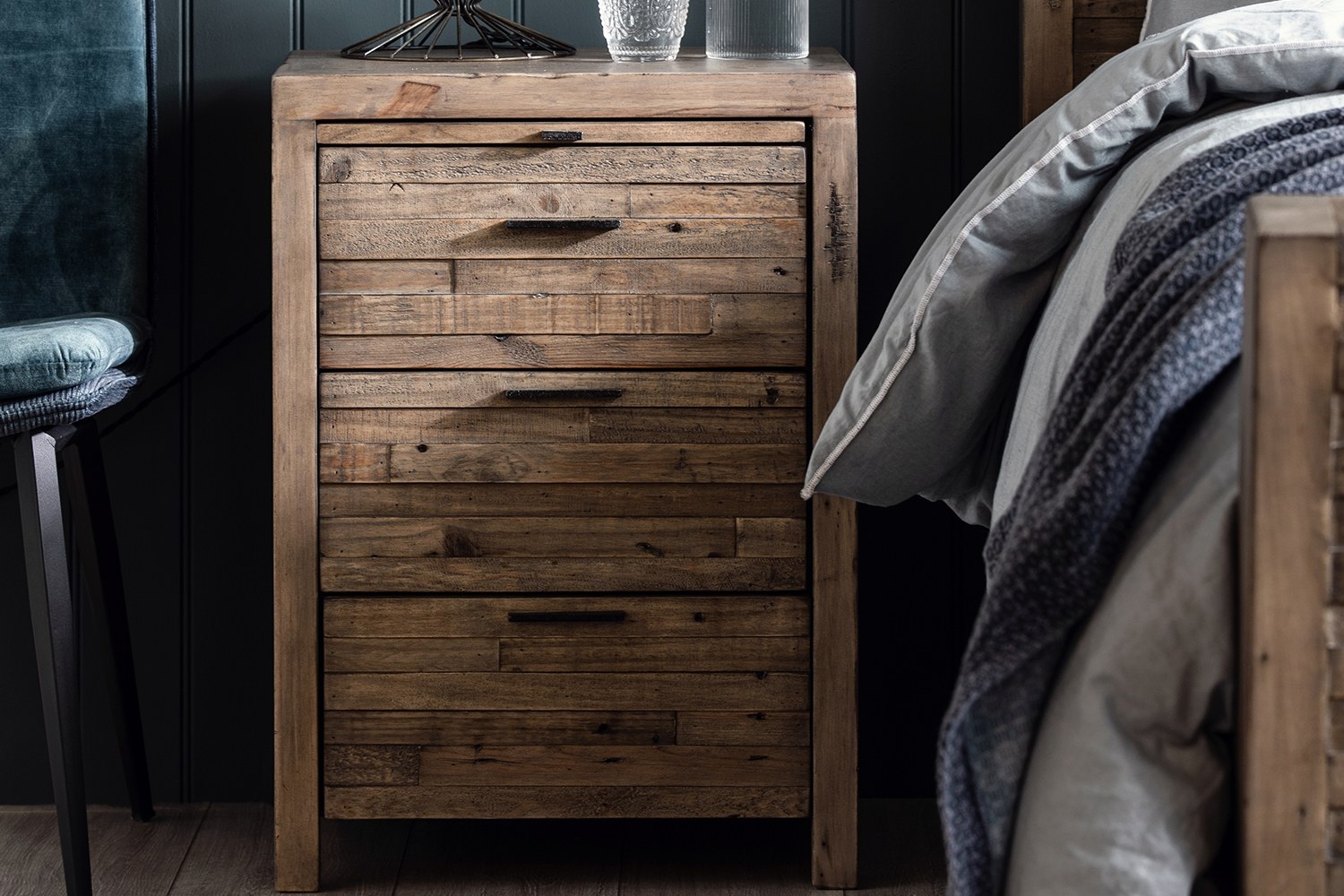 Yosemite Reclaimed Wood Bedside Table - Tuscan Spring | Furniture World