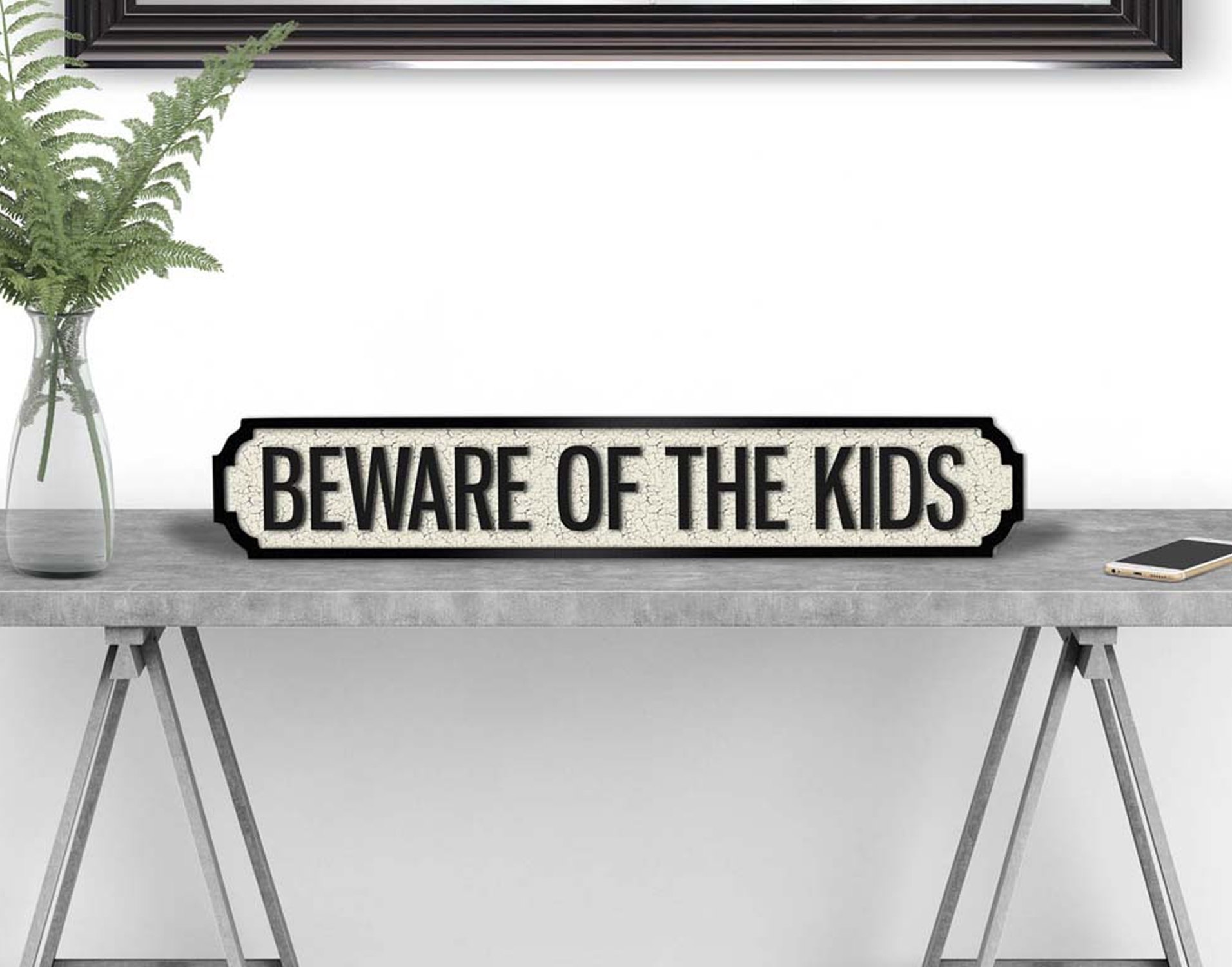 BEWARE OF THE KIDS Vintage Road Sign / Street Sign | Furniture World