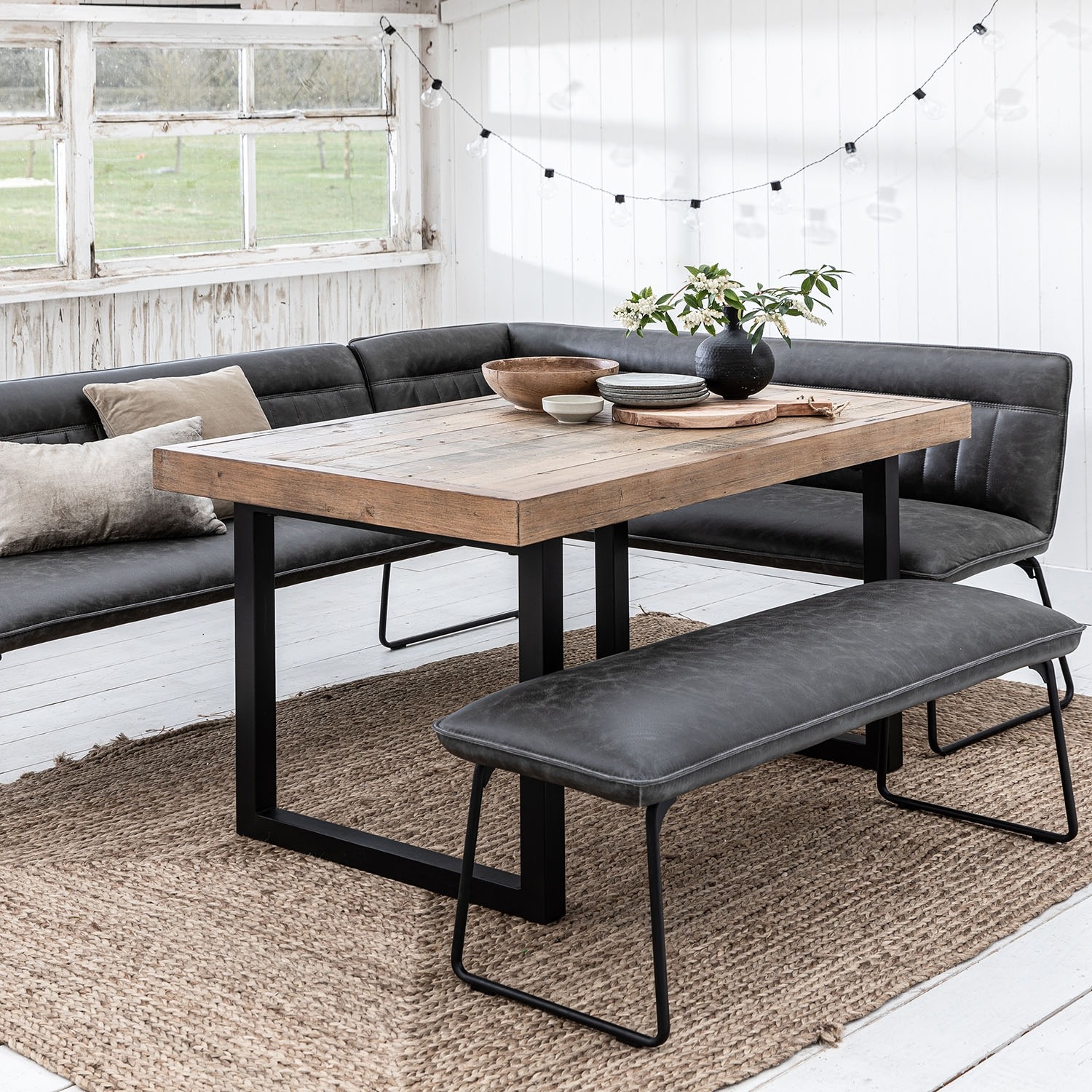 Cooper Leather Corner Bench | Furniture World