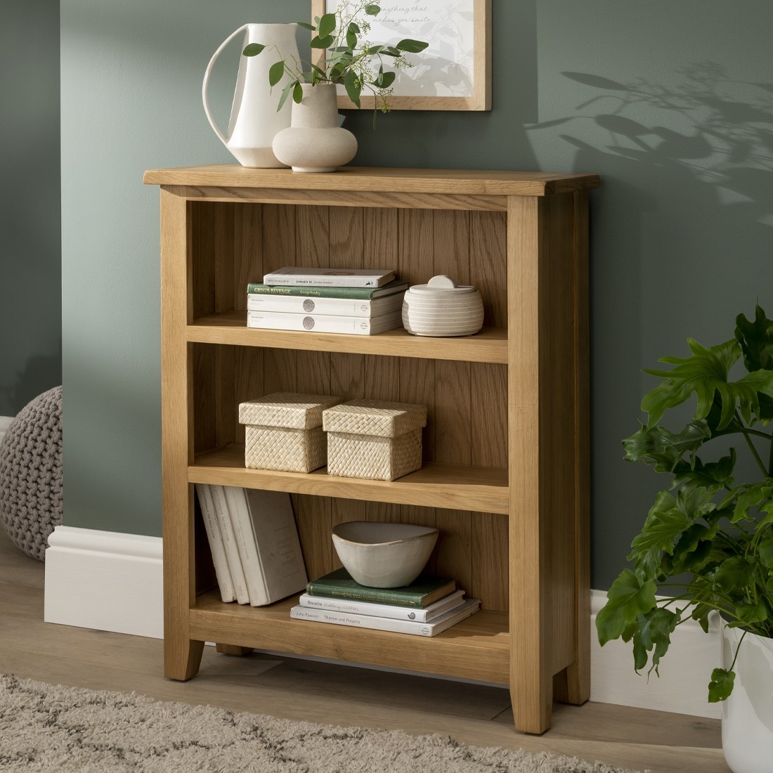 Chester Oak Low Bookcase 70cm Wide | Furniture World