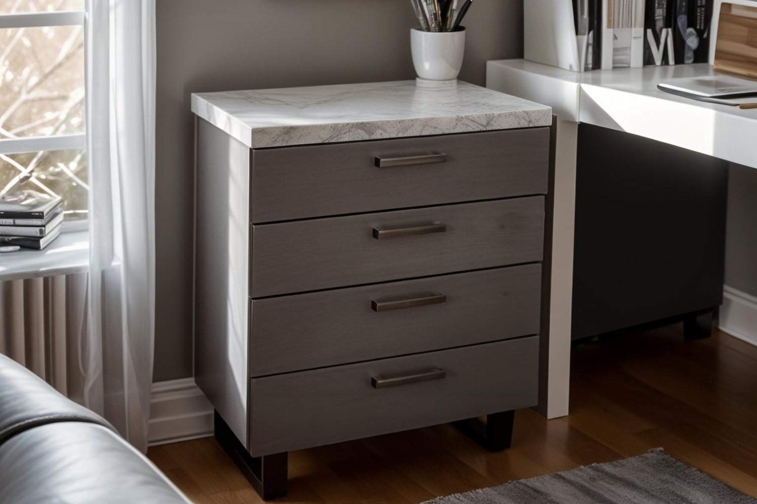 Forge 4 Drawer Chest Stone Effect - Furniture World