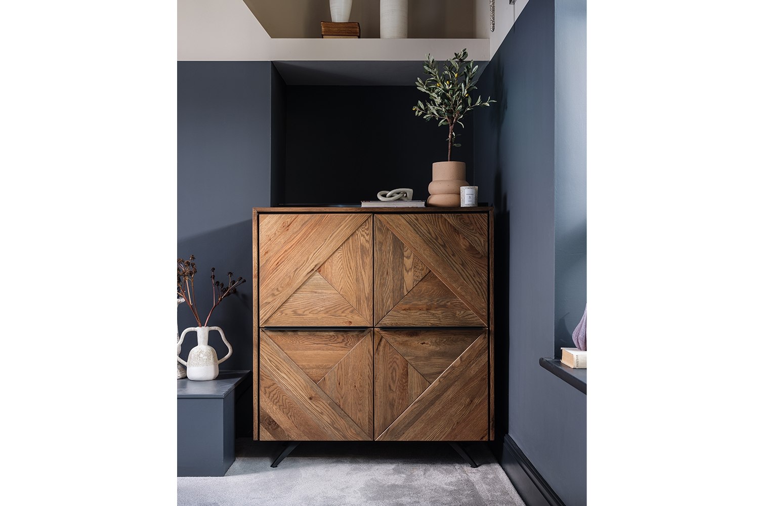 Syracuse Hudson Smoked Oak Narrow Highboard Sideboard | Furniture World