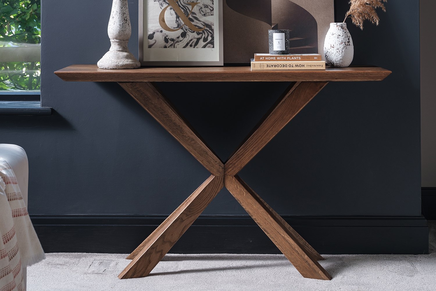 Syracuse Hudson Smoked Oak Console Hall Table with Star Base ...