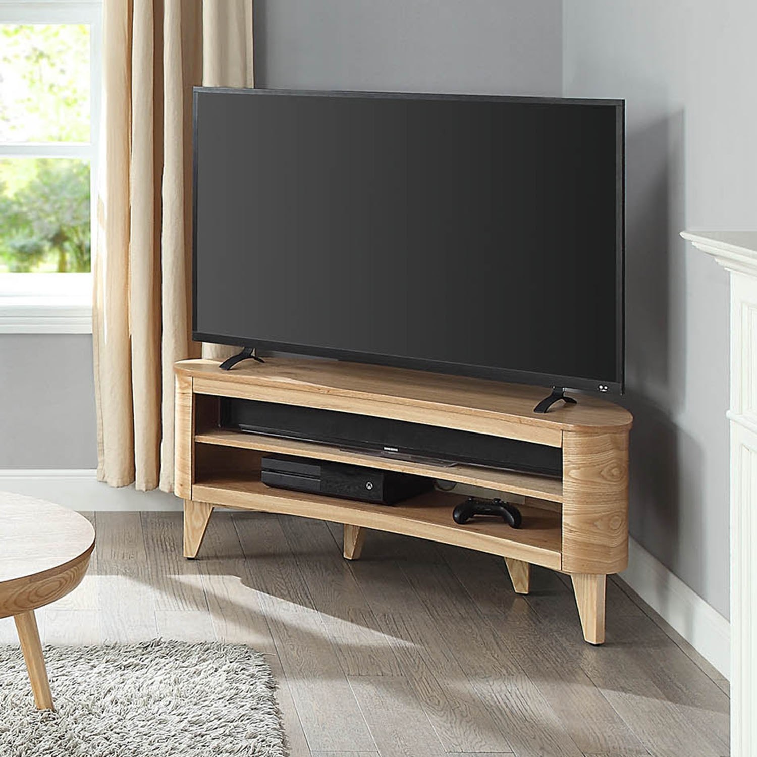 San Francisco Curved TV Stand - Oak | Furniture World