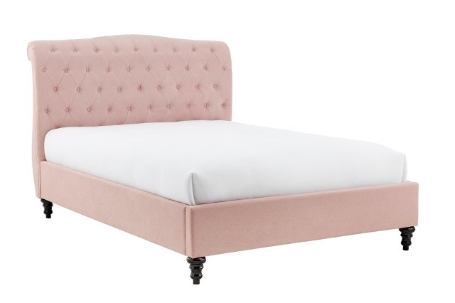 Rosalie Fabric Bed Frame in Pink | Furniture World
