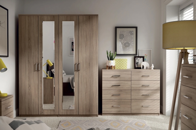 Tall double wardrobe with drawers store