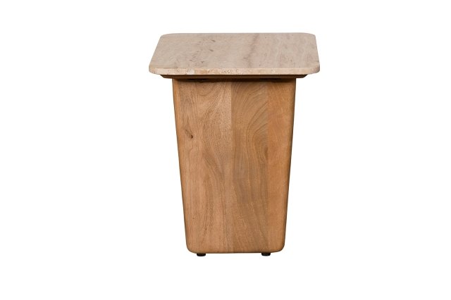 Arcadia Mango Wood Lamp Table with Travertine Tops - Furniture World