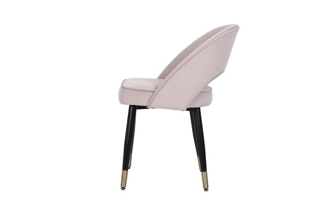 Open Curved Back Dining Chair in Taupe Velvet and Gold Tip Legs ...