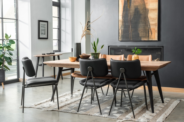 Jack Black Tan PU Leather Dining Chair with Industrial Legs Pair Furniture World