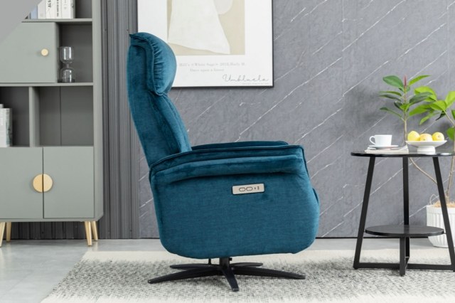 Evo Soft Touch Fabric 360 Swivel Dual Motor Electric Recliner Chair in ...