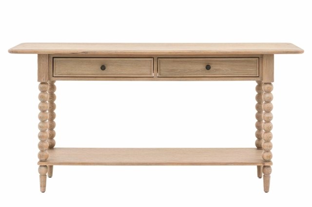 Gallery Direct Artisan Limewash Oak Console Table with Bobbin Detail ...