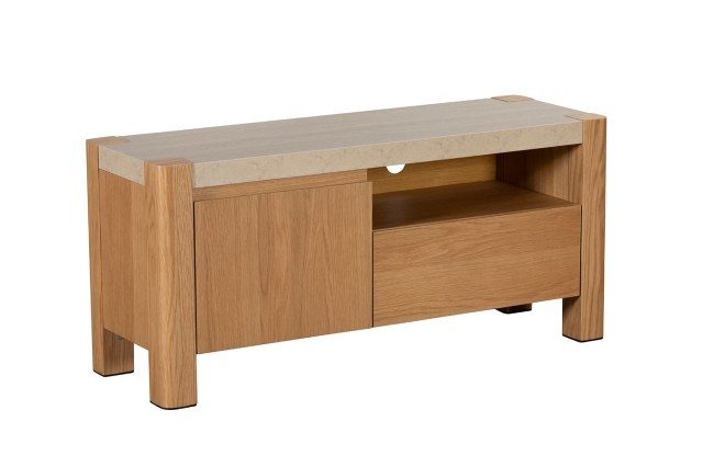 Arlo Natural Oak TV Unit with Travertine Ceramic Top | Furniture World
