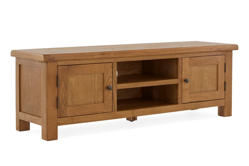 Zelah Salisbury Waxed Premium Oak Extra Large Media Stand | Furniture World
