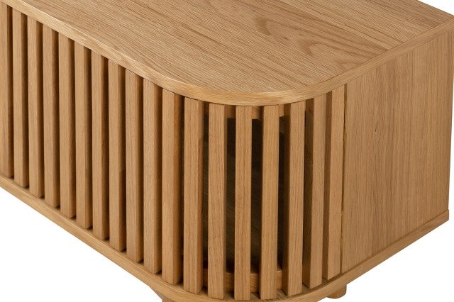 Soho Natural Oak Slatted Large TV Unit - Shorwell | Furniture World