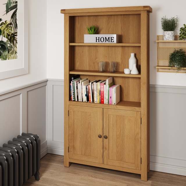 Light Rustic Oak Large Bookcase Furniture World